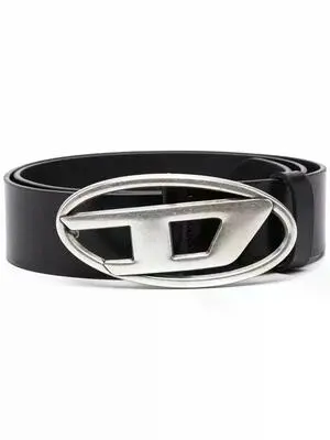 DIESEL® 1dr Logo-buckle Leather Belt - Black