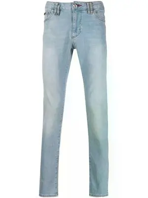 Philipp Plein Logo-plaque Slim-leg Jeans - Blue