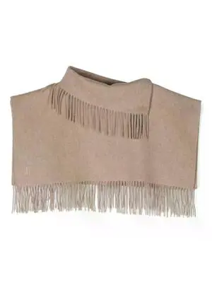 BY MALENE BIRGER Fringed Wool Cropped Poncho - Neutrals