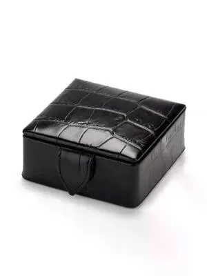 ASPINAL OF LONDON Crocodile-effect Leather Box - Black