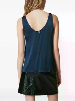 TWINSET Seersucker Satin Tank Top