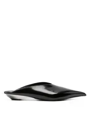 MUGLER Patent Leather Fang Flat Mules
