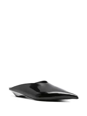 MUGLER Patent Leather Fang Flat Mules