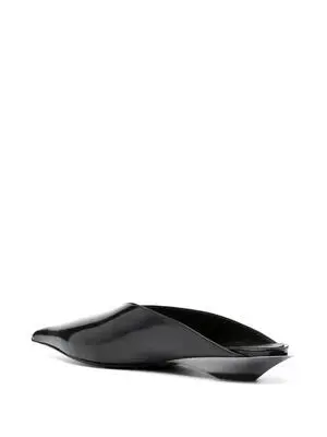 MUGLER Patent Leather Fang Flat Mules