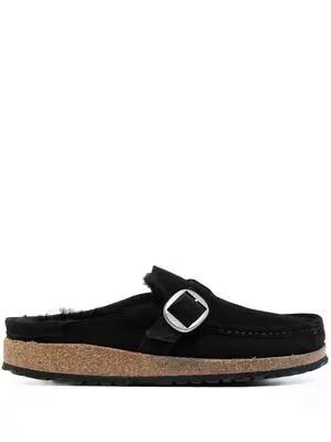 BIRKENSTOCK Buckley Shearling Suede Sandals - Black