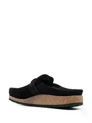 BIRKENSTOCK Buckley Shearling Suede Sandals - Black