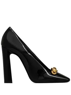 Saint Laurent Leather Glossy Finish Chain-link Pumps - Black