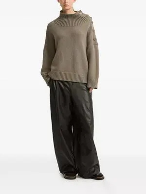 YVES SALOMON Leather Wide-leg Trousers