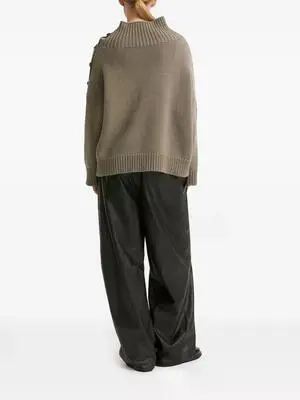 YVES SALOMON Leather Wide-leg Trousers