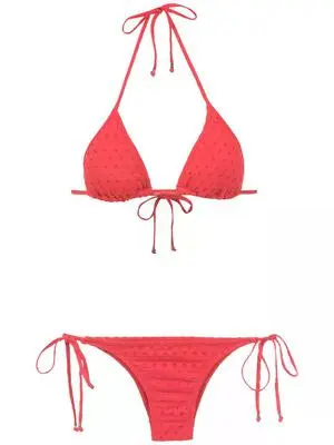 AMIR SLAMA Textured Triangle Bikini Set - Red