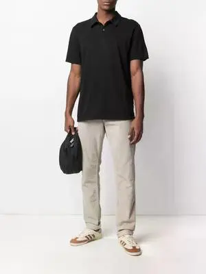 JAMES PERSE Sueded-jersey Polo Shirt - Black