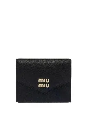 Miu Miu Logo-lettering Compact Wallet - Black