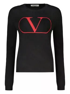 Valentino Garavani Intarsia-knit Logo Jumper - Black