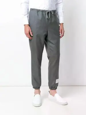 Thom Browne Drawstring-waist Wool Track Pants - Grey