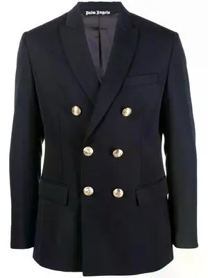 Palm Angels Palm-embroidered Double-breasted Blazer