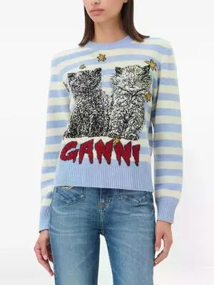 GANNI Graphic Cat Striped Sweater