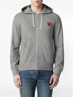 Play Comme Des Garcon 5 Heart-print Cotton Hoodie