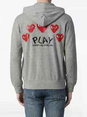 Play Comme Des Garcon 5 Heart-print Cotton Hoodie