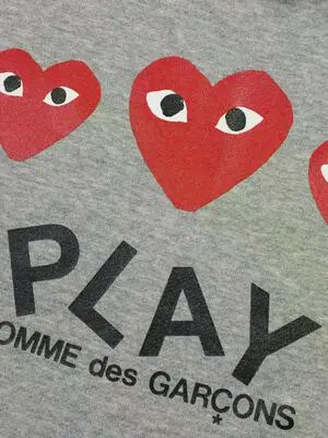 Play Comme Des Garcon 5 Heart-print Cotton Hoodie