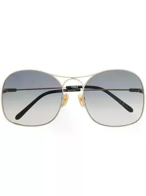 Chloé Logo-engraved Oversized Sunglasses - Gold