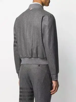 Thom Browne Tonal 4-bar Flannel Blouson Jacket - Grey