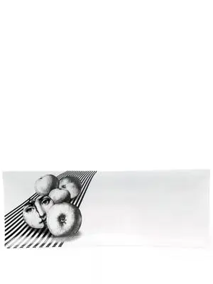 FORNASETTI Face-print Rectangular Tray - White