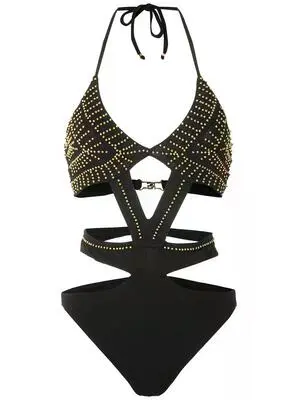 AMIR SLAMA Embroidered Cut-out Swimsuit - Black