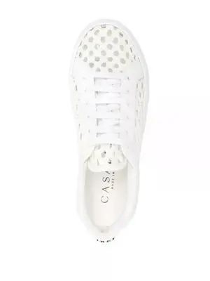 Casadei Cut-out Low-top Leather Sneakers