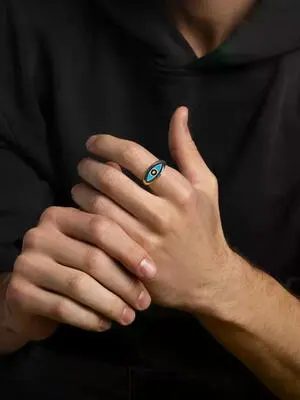 NIALAYA JEWELRY Large Evil Eye Ring - Gold