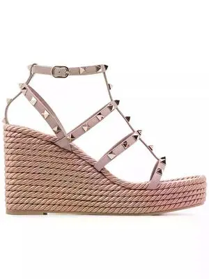 Valentino Garavani 95mm Rockstud Wedge Sandals - Pink