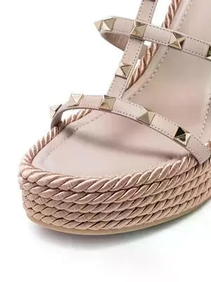 Valentino Garavani 95mm Rockstud Wedge Sandals - Pink