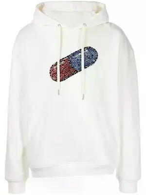 GOD'S MASTERFUL CHILDREN Pill Crystal-embellished Hoodie - White