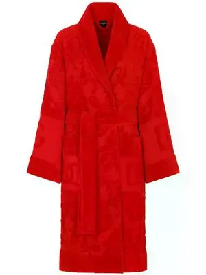 Dolce & Gabbana Terry Cotton Jacquard Bath Robe - Red
