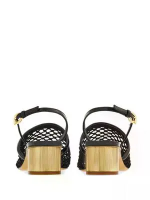 FERRAGAMO 40mm Mesh Leather Slingbacks - Black