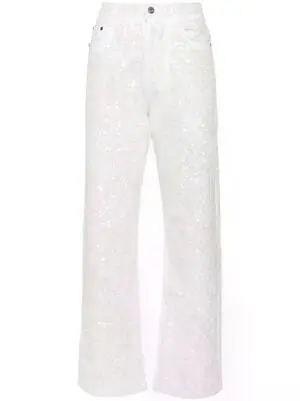 P.a.r.o.s.h Guff Sequin-embellished Straight Jeans - White