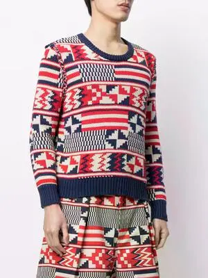 PORTS V Geometric-print Knitted Jumper