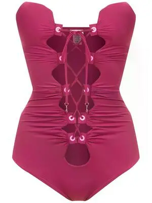 AMIR SLAMA Lace-up Detail Swimsuit - Pink