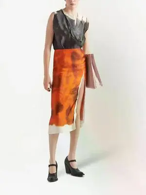 Prada Two-tone Silk Satin Blouse