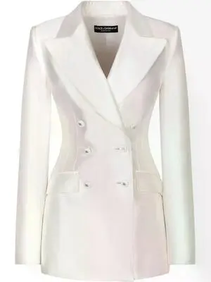 Dolce & Gabbana Double-breasted Silk Blazer - White