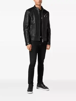 Philipp Plein Padded Leather Bomber Jacket