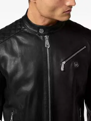 Philipp Plein Padded Leather Bomber Jacket