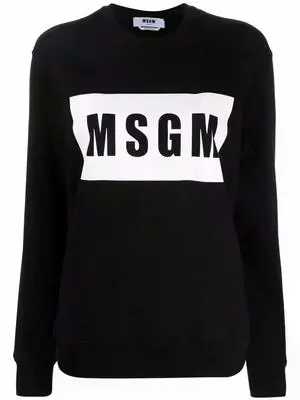 MSGM Logo-print Cotton Sweatshirt - Black