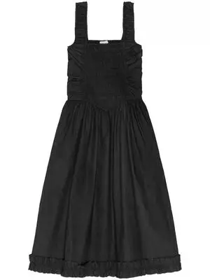 GANNI Ruched Poplin Dress