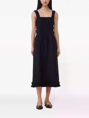 GANNI Ruched Poplin Dress