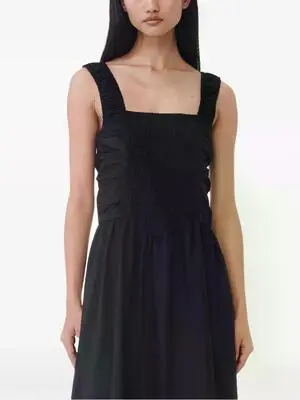 GANNI Ruched Poplin Dress