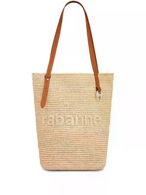 Rabanne Logo-embroidered Raffia Tote Bag