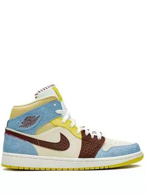 JORDAN X Maison Chateau Rouge Air 1 Mid Se Fearless Sneakers