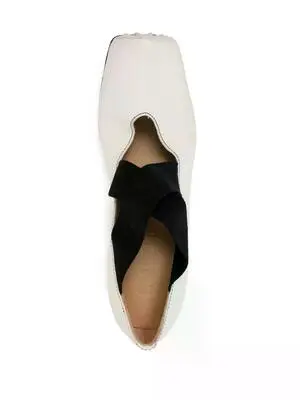 UMA WANG Ballerina Elasticated Pumps Square Toe - White