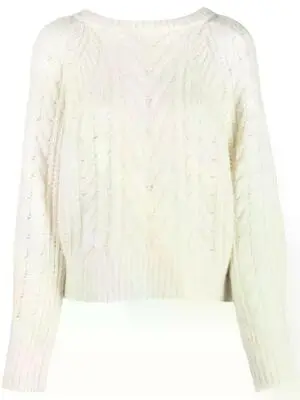 IRO PARIS Cable-knit Wool-blend Jumper - Neutrals
