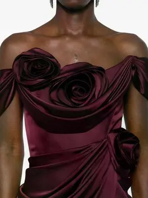 ANA RADU Floral-appliqué Draped Gown